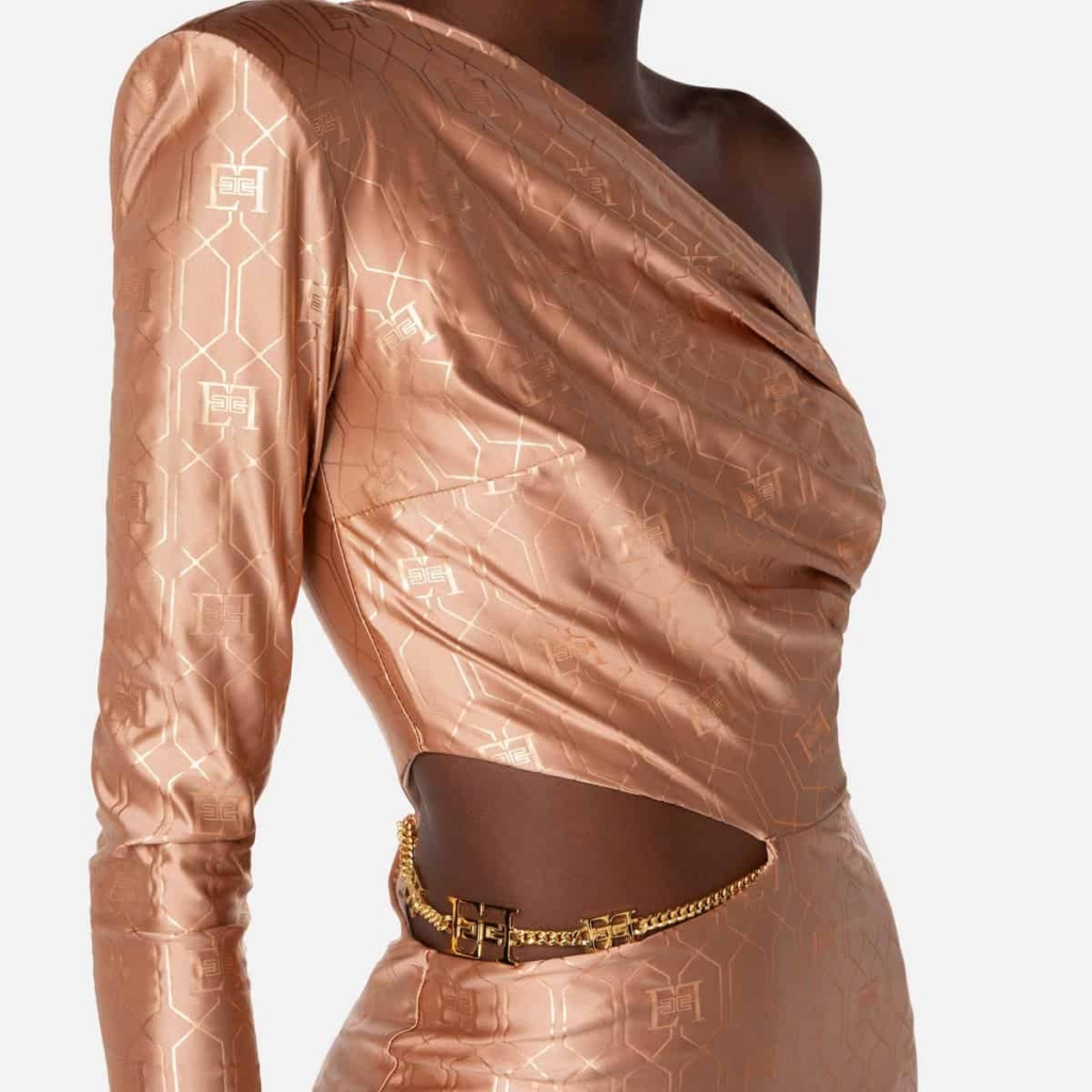 Asymmetric Lycra mini-dress - אלגנזה - אליזבתה פרנקי