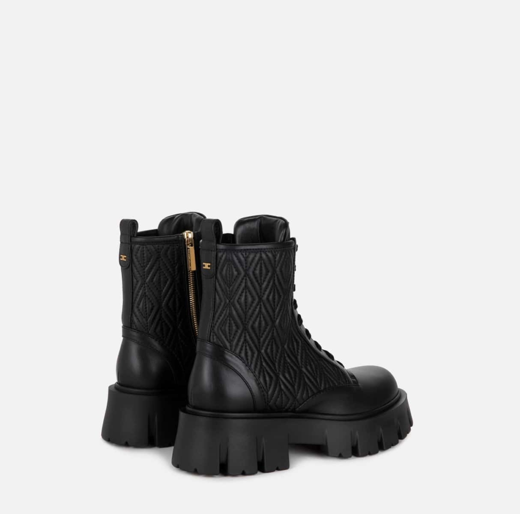 Nappa combat boots with logo plaque - אלגנזה - אליזבתה פרנקי