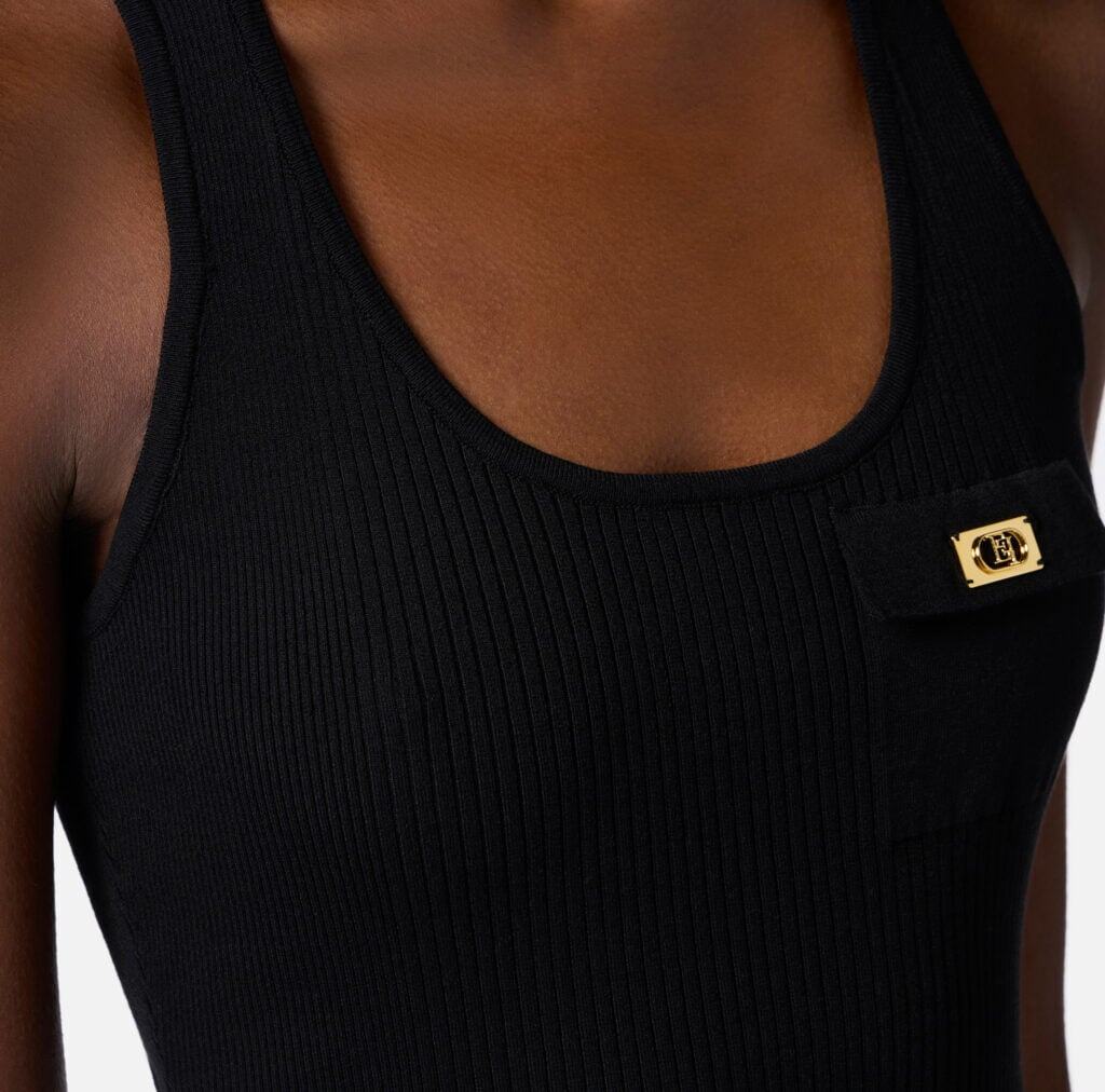 Micro-ribbed tank top with breast pocket - אלגנזה - אליזבתה פרנקי