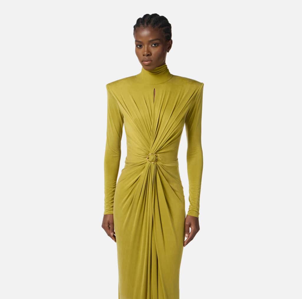Red Carpet dress in cupro jersey fabric with drapes - אלגנזה - אליזבתה ...