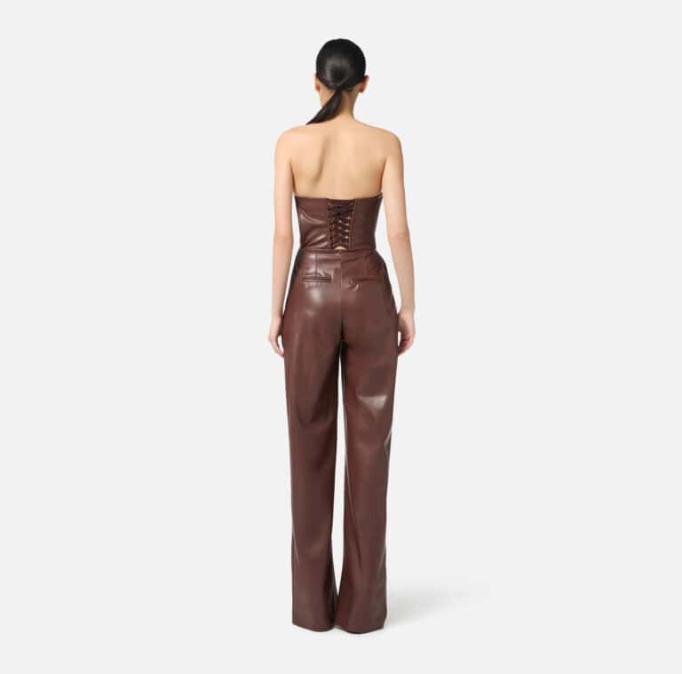 Bustier jumpsuit with nappa leather texture - אלגנזה - אליזבתה פרנקי